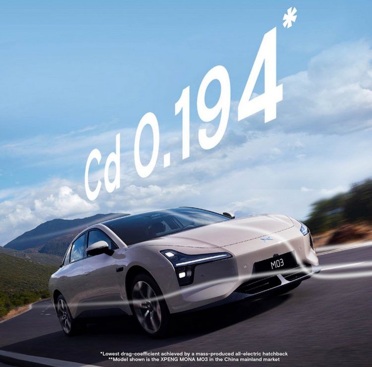 La gran aerodinámica del sedán eléctrico XPeng Mona M03